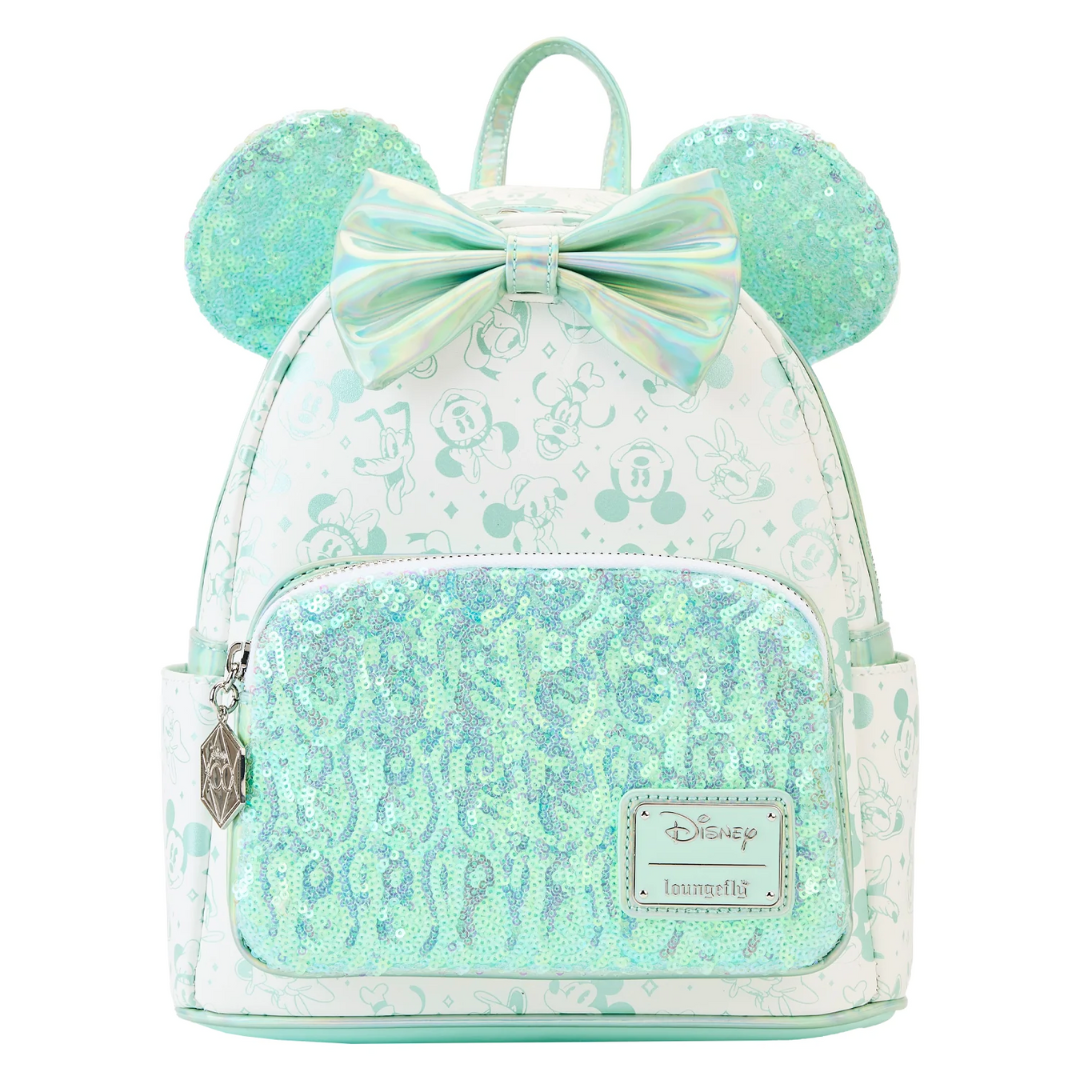 Loungefly Disney 100th Anniversary Hallmark Exclusive Aqua Sequin Mini ...
